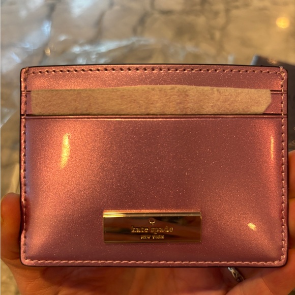 kate spade | Accessories | Kate Spade Kenzie Metallic Pink Card Holder ...